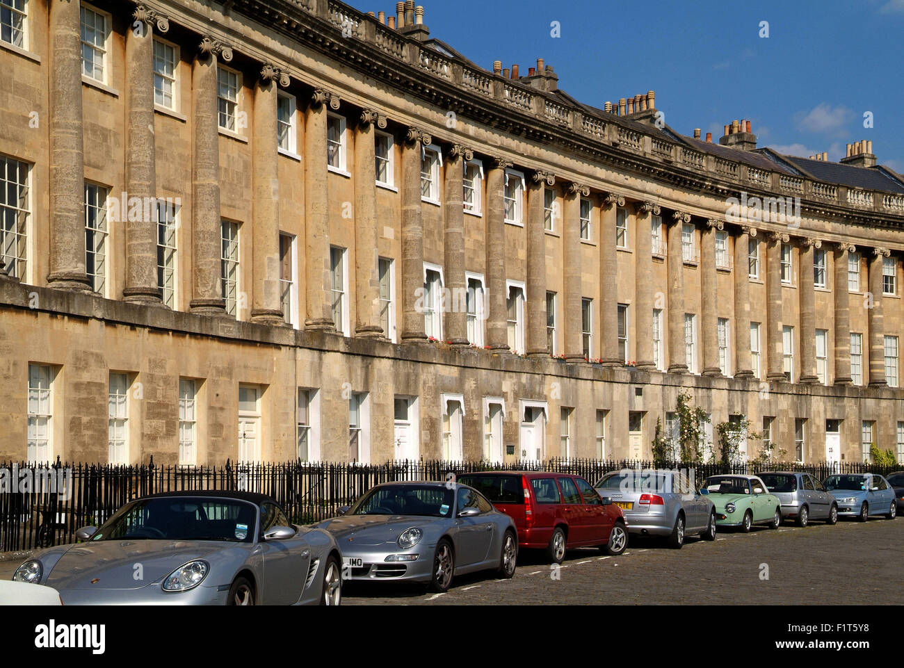 Bath, showing the Roman Baths with Bath Abbey behind, Royal Crescent ...