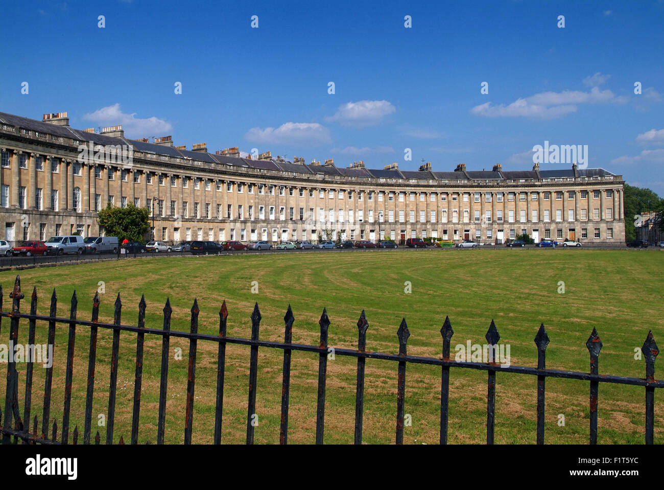 Bath, showing the Roman Baths with Bath Abbey behind, Royal Crescent ...
