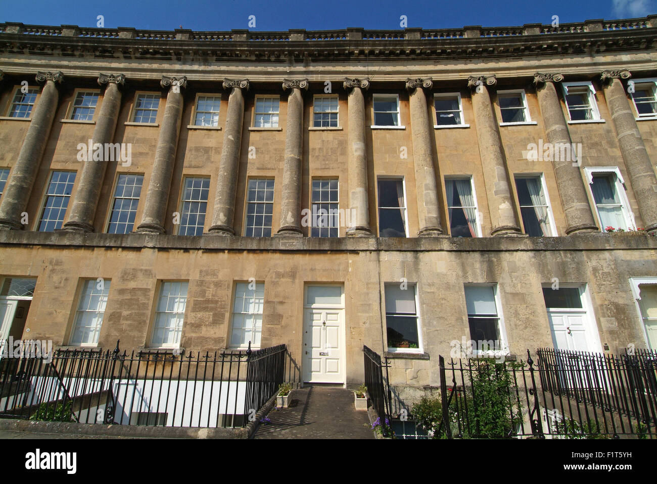 Bath, showing the Roman Baths with Bath Abbey behind, Royal Crescent ...