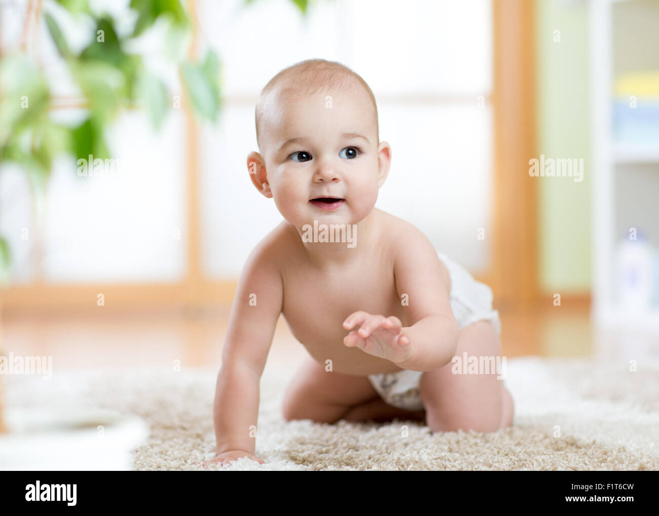crawling funny baby boy at home Stock Photo - Alamy