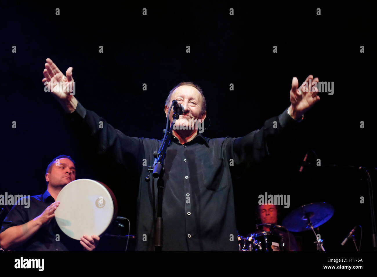 The famous Algerian singer, Idir, performs live on stage at the Clapham ...