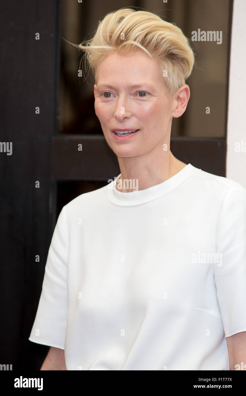 Actress Tilda Swinton poses at the photocall of A Bigger Splash during ...