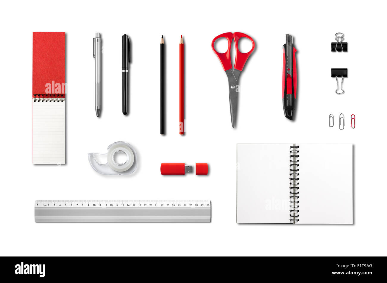 Stationery, office supplies mockup template, isolated on white ...