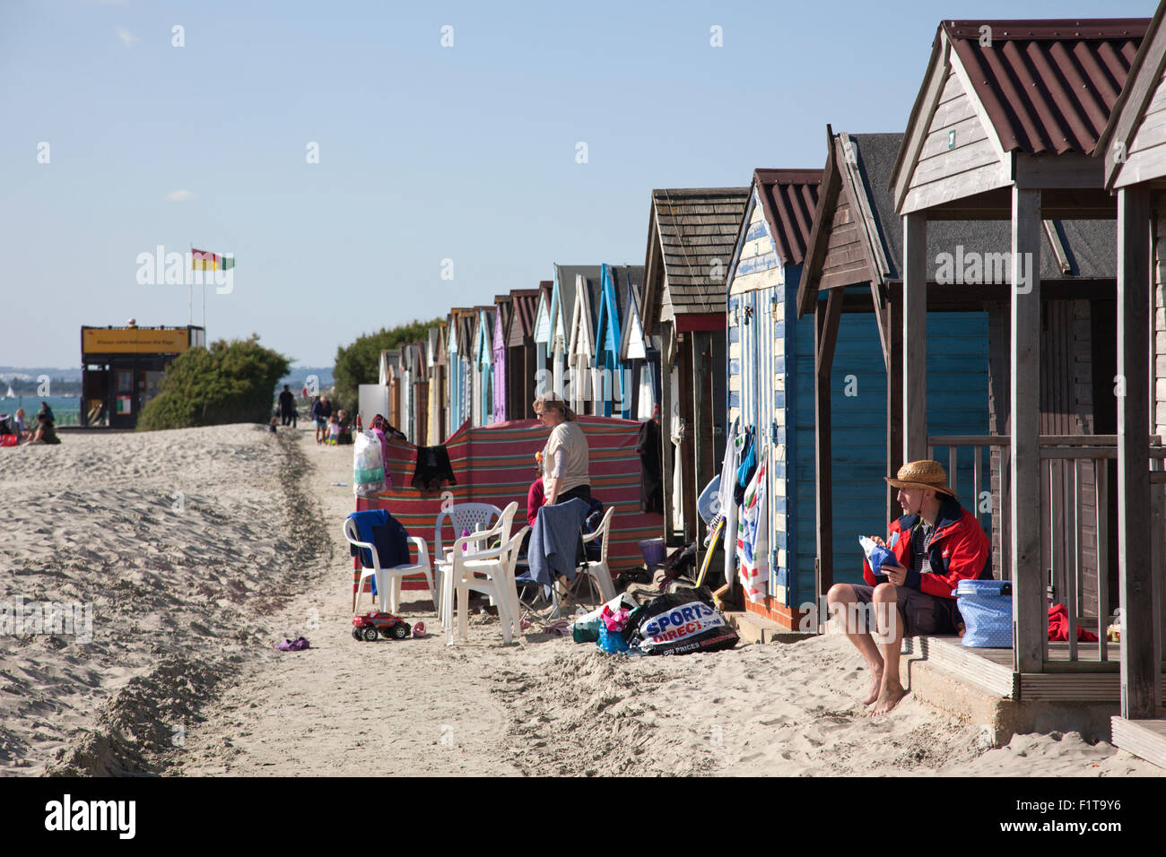 Beach Huts along West Wittering Beach, in the Chichester district of ...