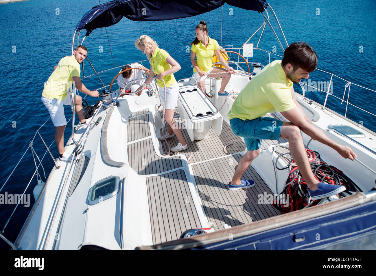 Group of friends together on sailboat, Adriatic Sea Stock Photo - Alamy