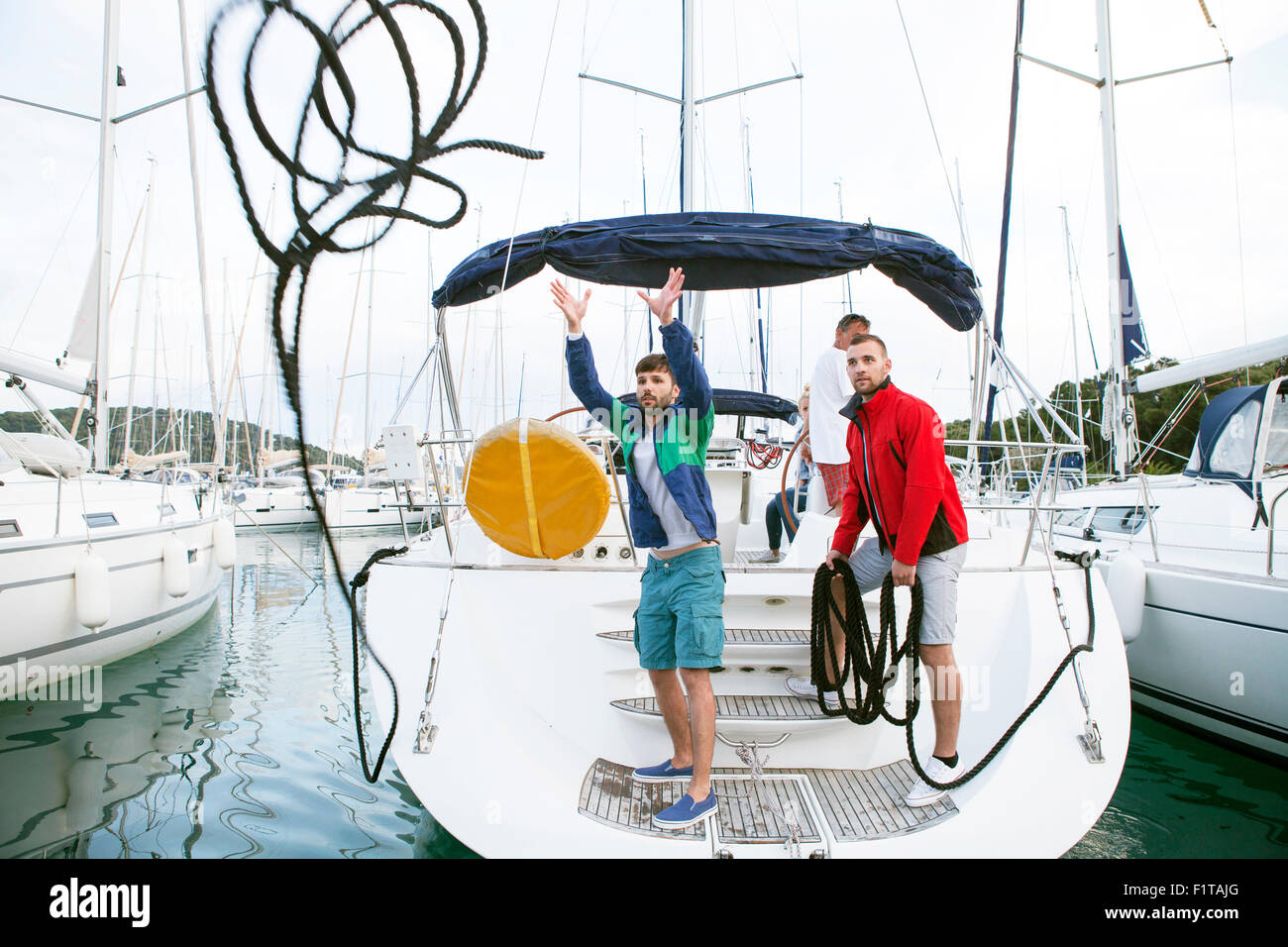 Group of friends together on sailboat, Adriatic Sea Stock Photo - Alamy