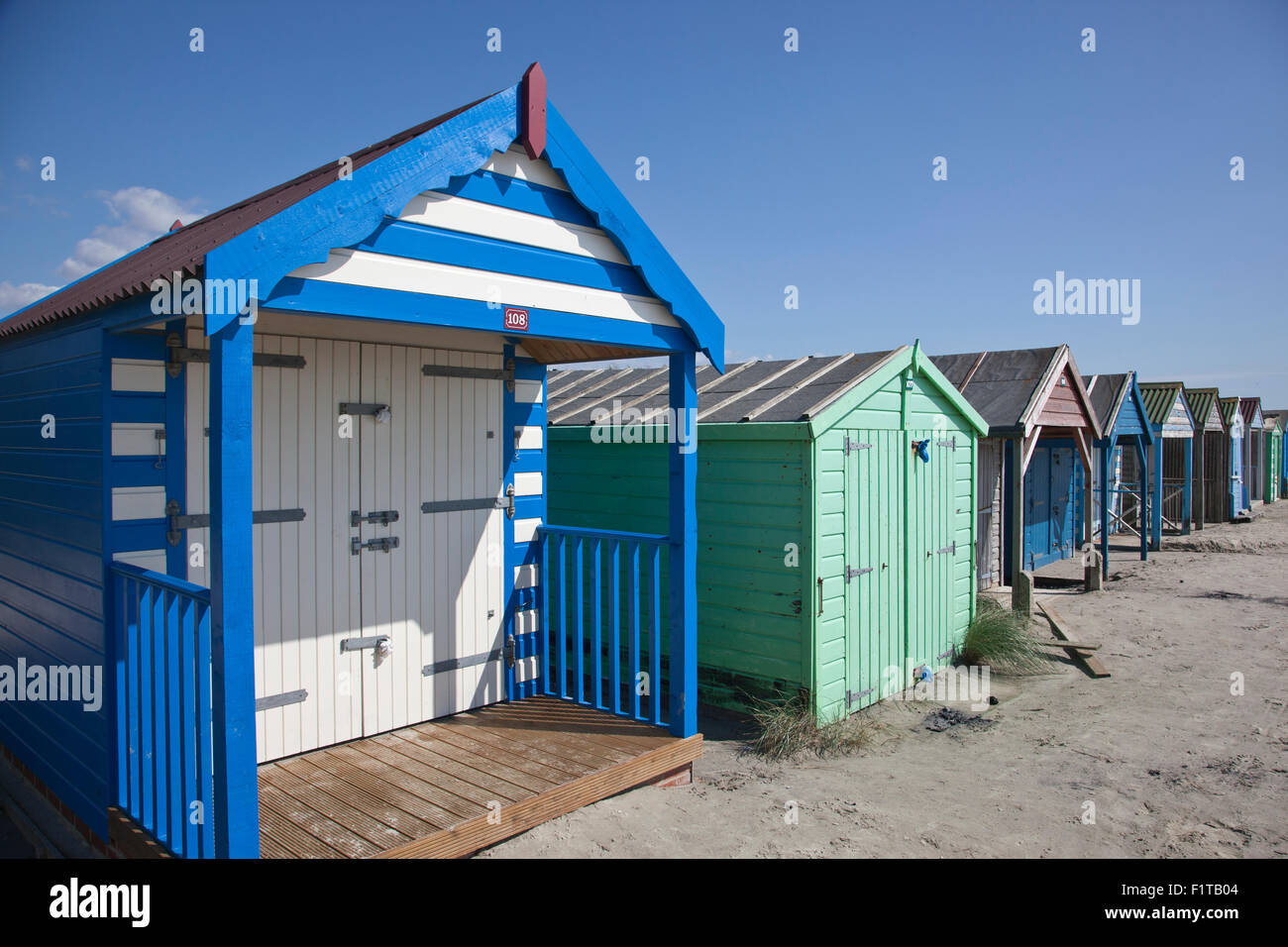 Beach Huts along West Wittering Beach, in the Chichester district of ...