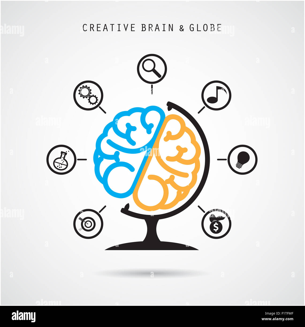 Creative brain abstract logo design and infographics template ...