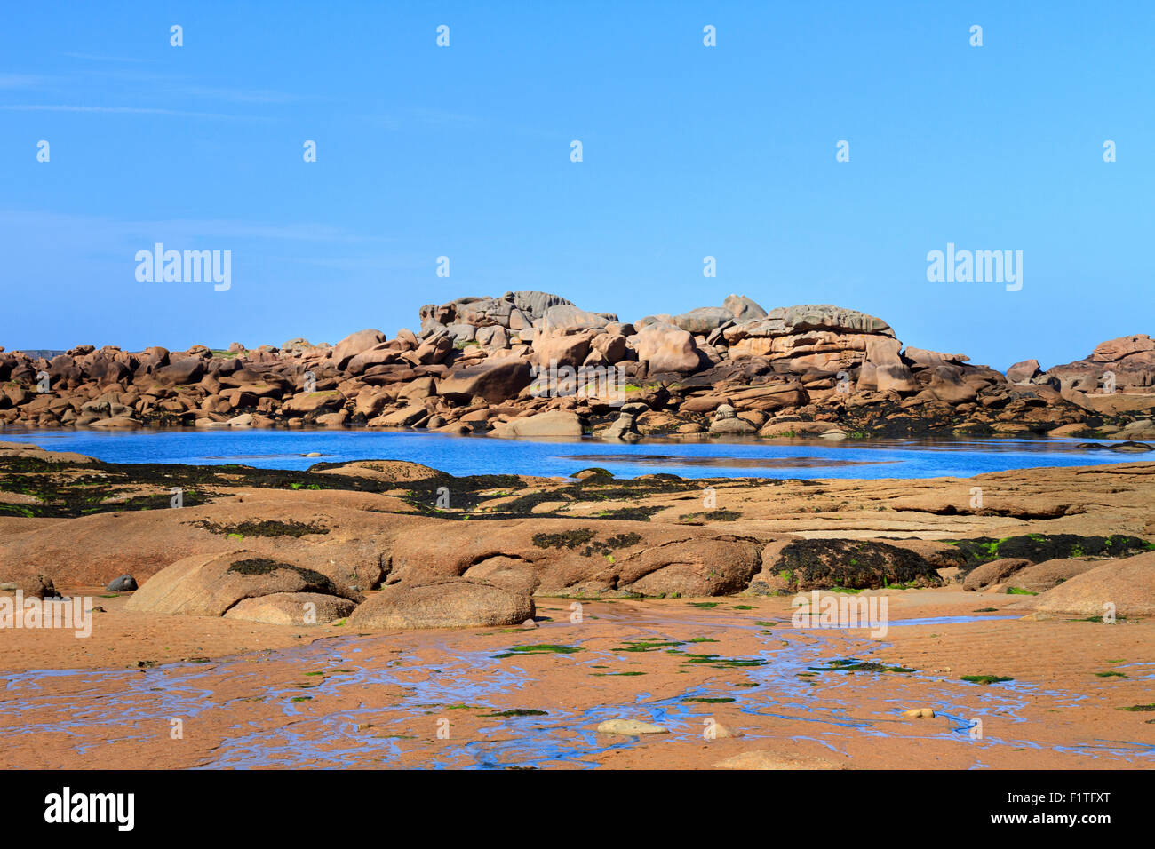 Pink granite coast cotes d'armor Brittany Stock Photo - Alamy