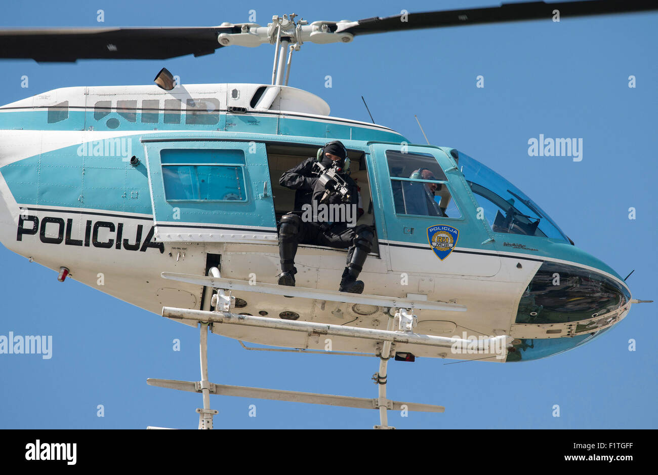 Zagreb, Croatia. 7th Sep, 2015. Members of Croatian special police unit ...