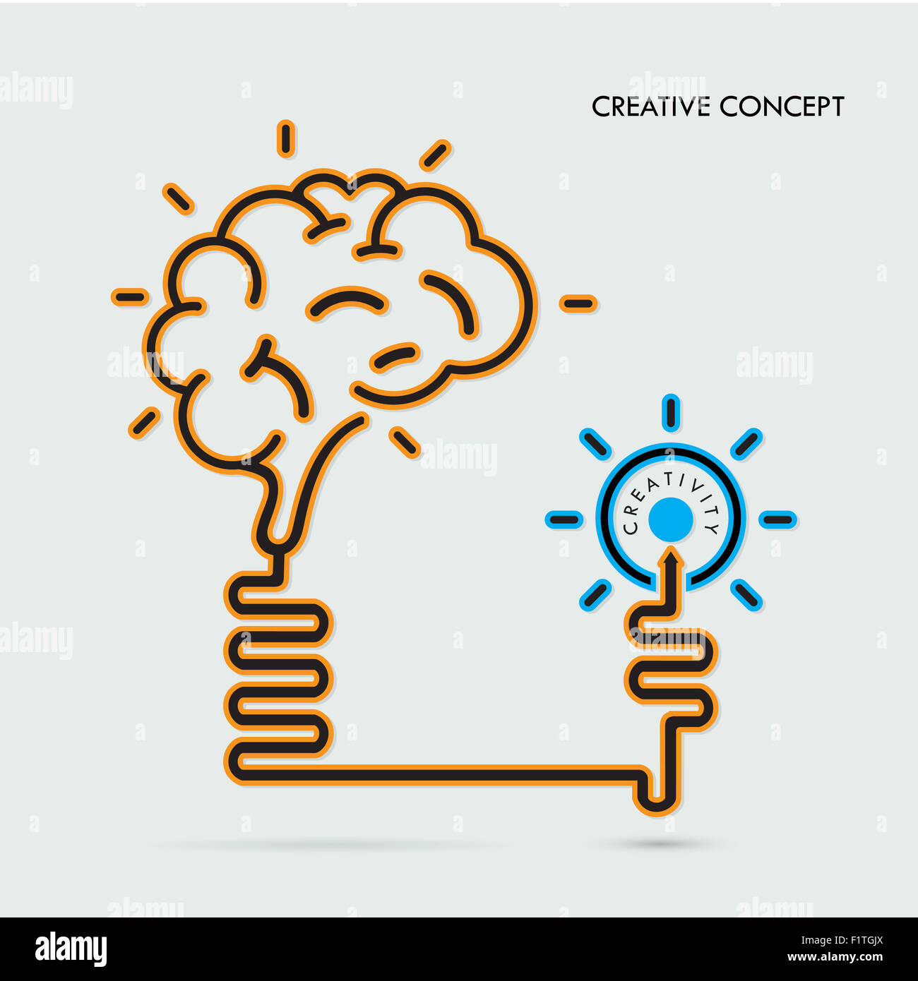 Creative brain Idea and light bulb concept, design for poster flyer ...