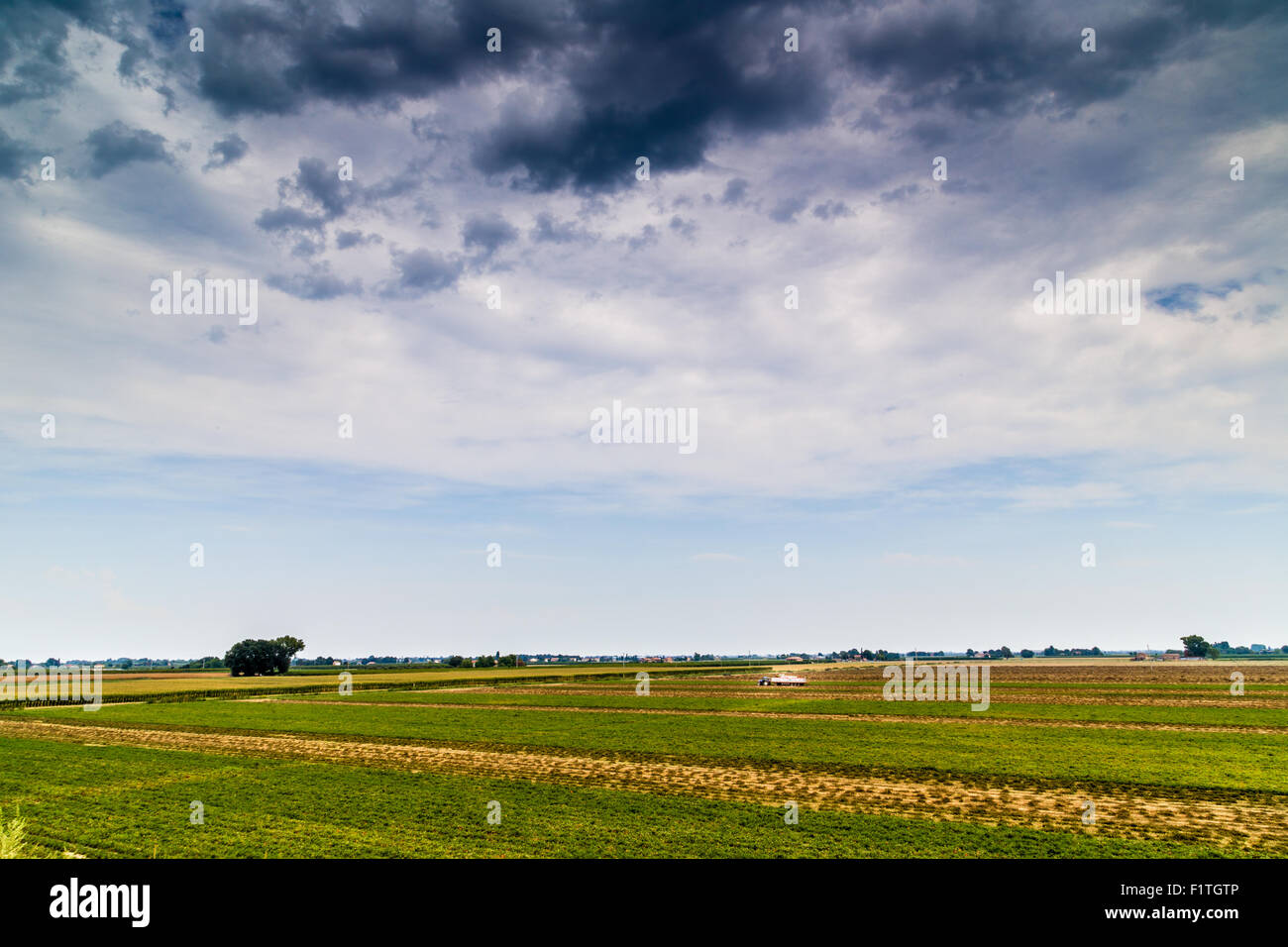 agriculture in Emilia Romagna in Italy, fields and farm equipment Stock ...