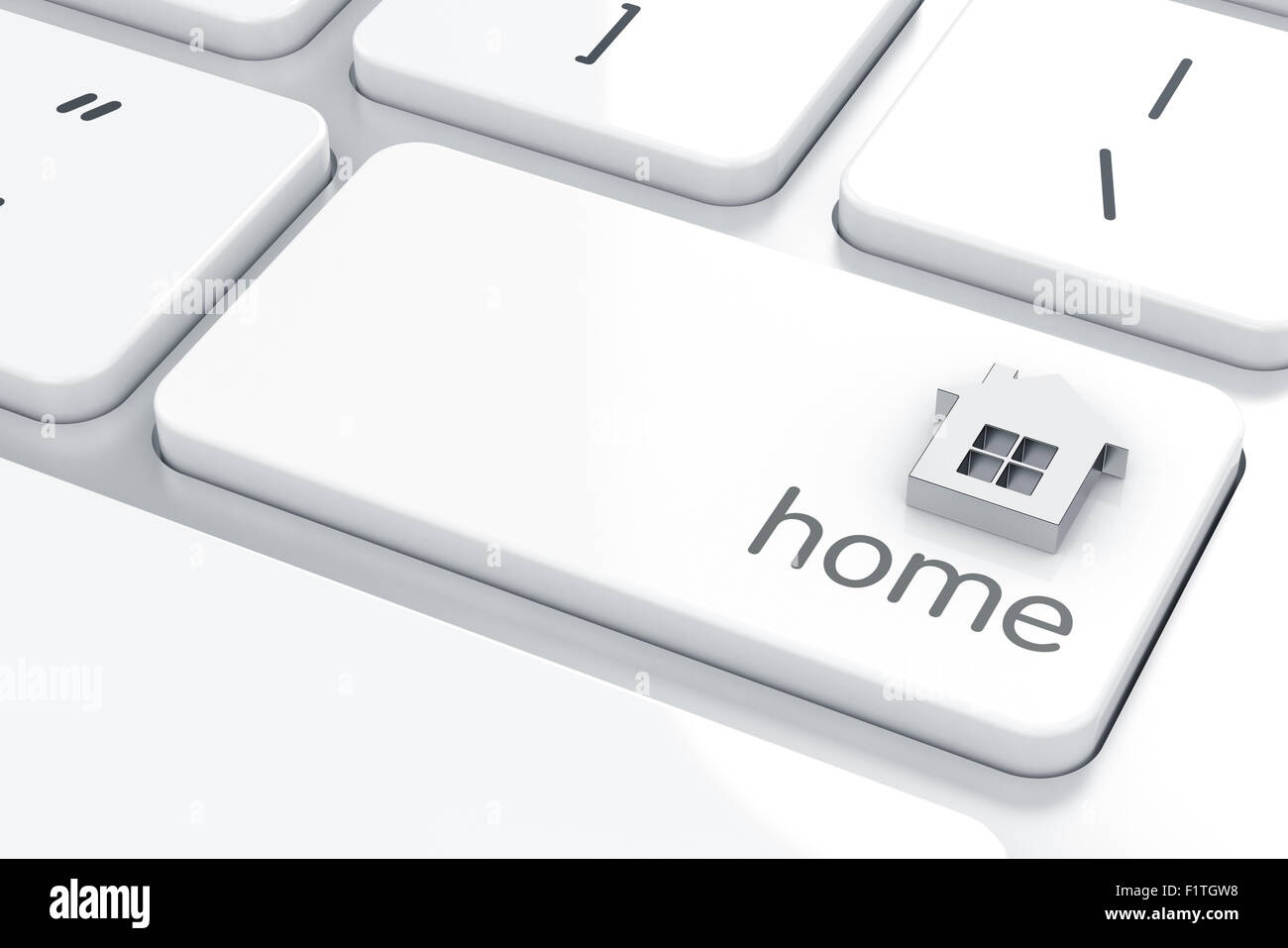 3d render of Enter button with home icon and golden key. Home concept ...