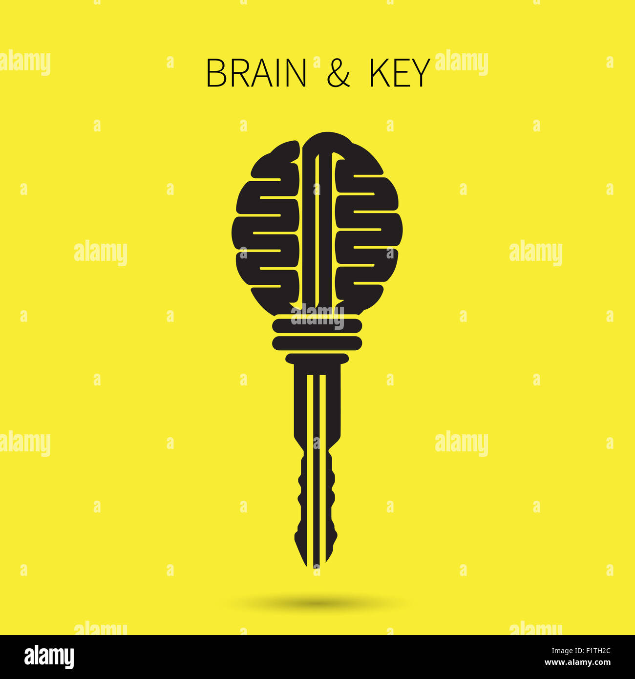 Creative brain sign with key symbol. Key of success. Business and ...