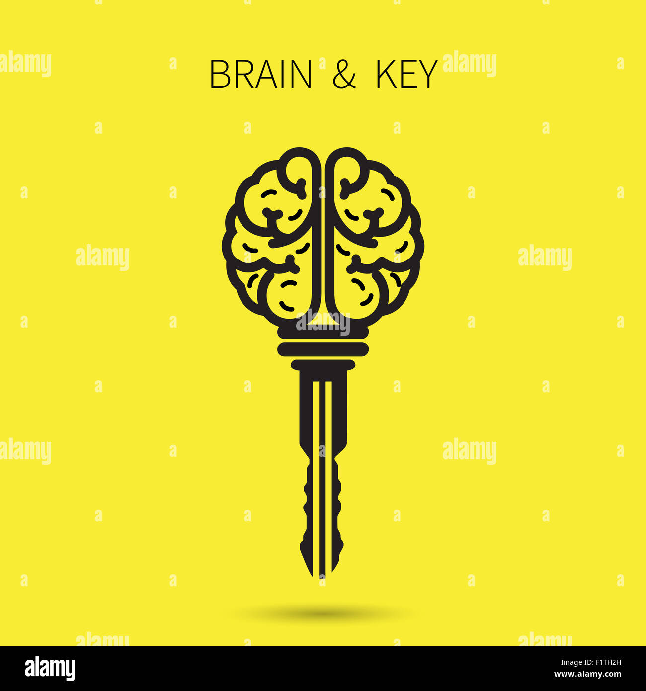 Creative brain sign with key symbol. Key of success. Business and ...