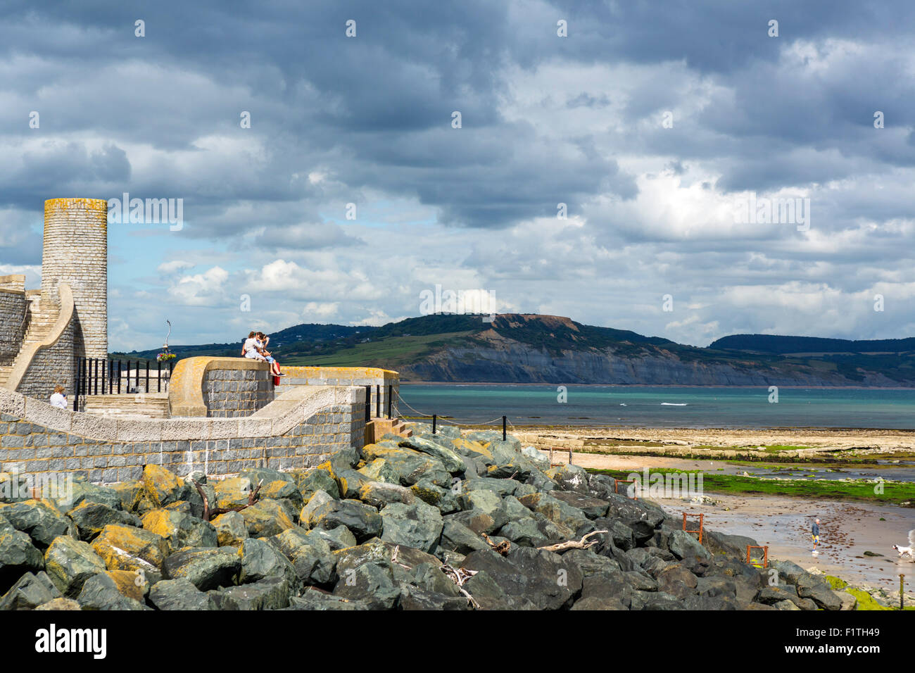 The end of Marine Parade near the mouth of the River Lim (Lym), Lyme ...