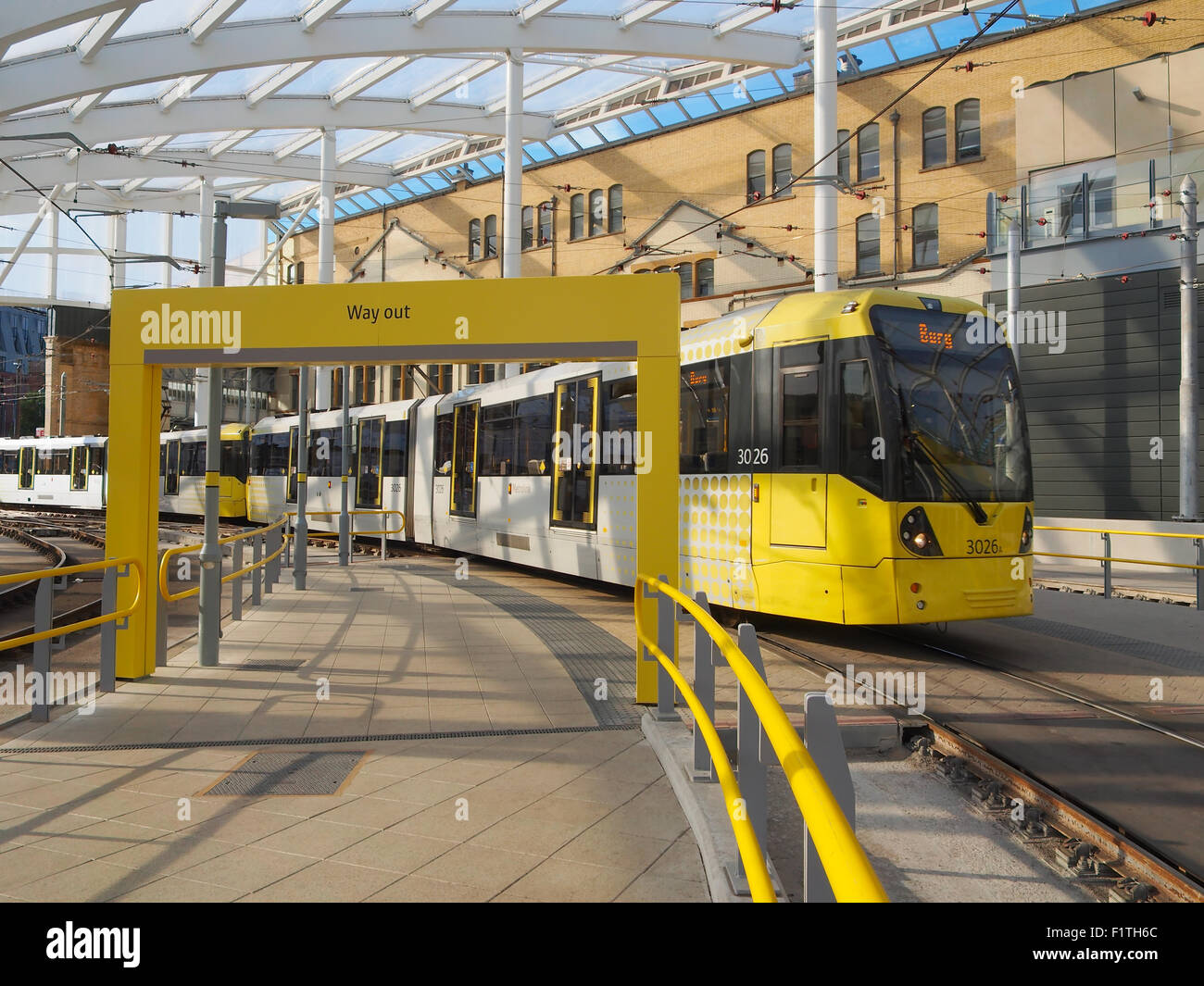 Metrolink tram at Victoria train station, Manchester, UK Stock Photo ...