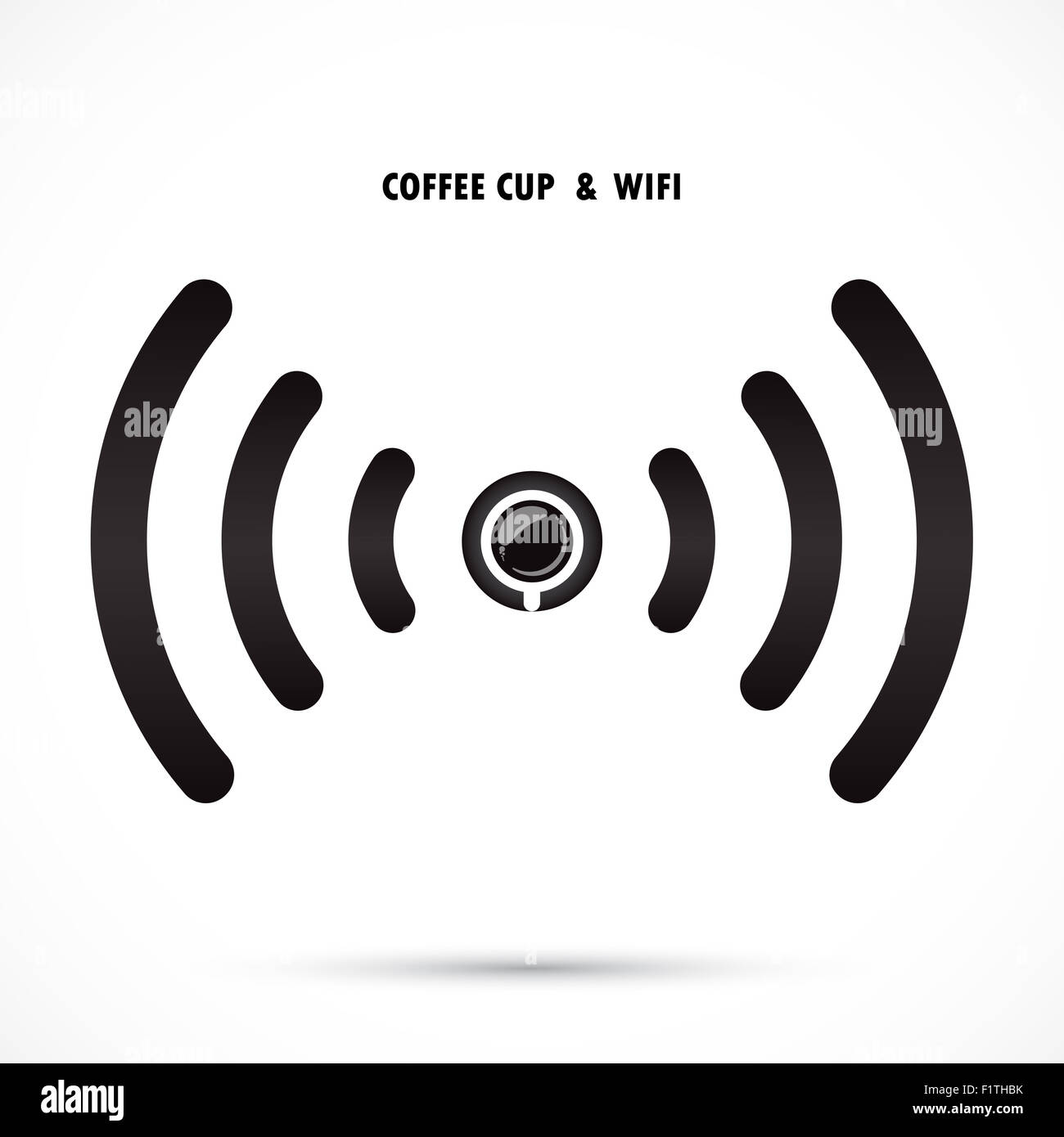 Hot coffee cup and wifi sign. Technology and business background ...