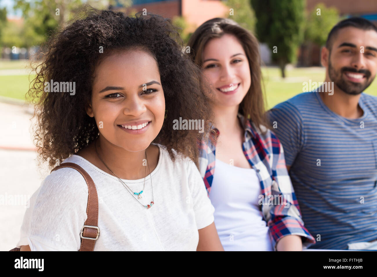 Multi-Ethnic group of students in School Campus Stock Photo - Alamy