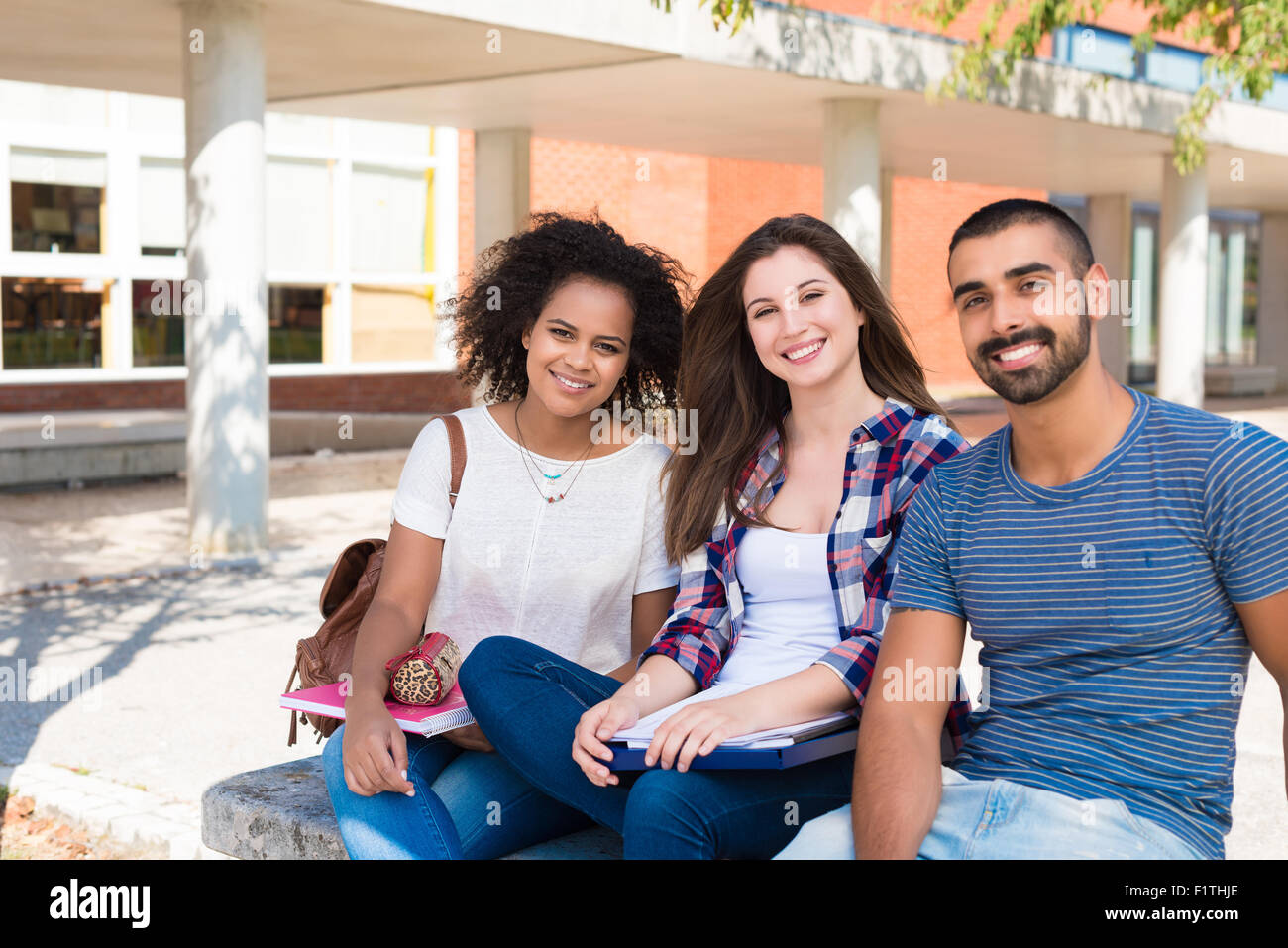 Multi-Ethnic group of students in School Campus Stock Photo - Alamy