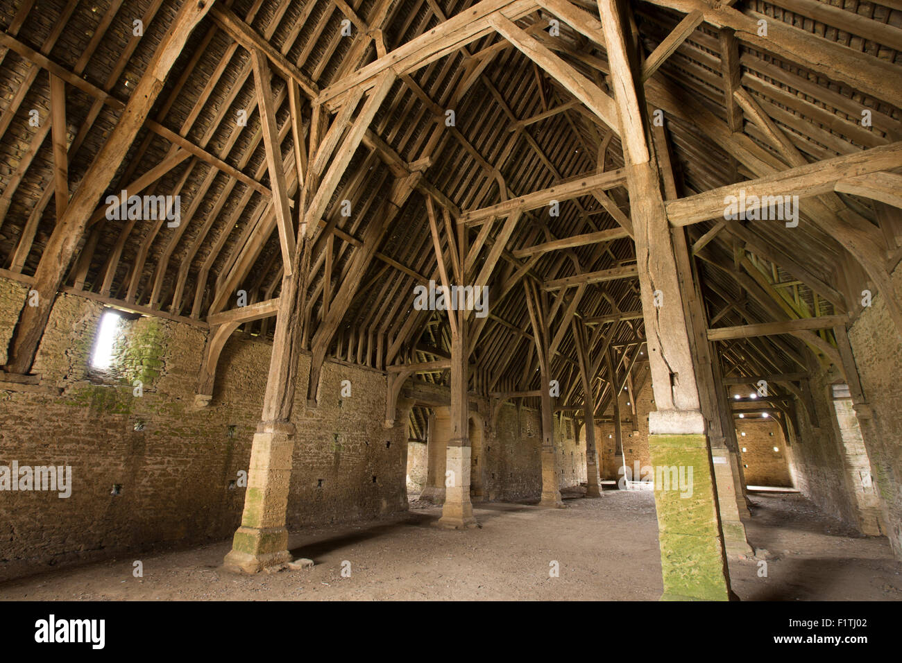 UK, Oxfordshire, Faringdon, Great Coxwell, 14th century Tithe Barn ...