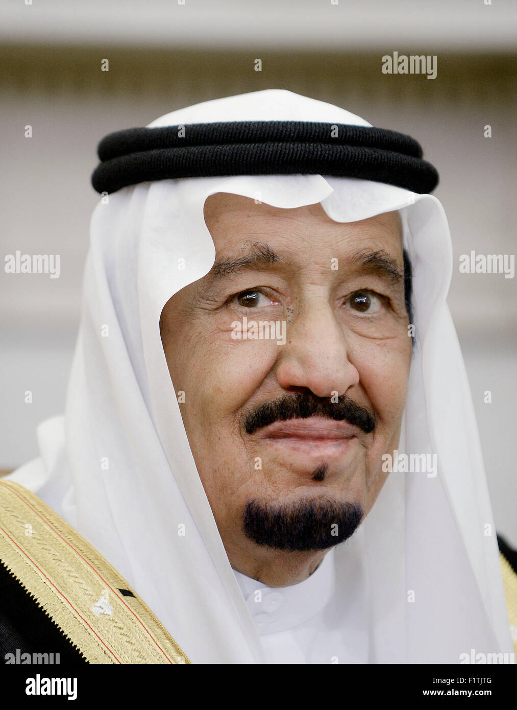 King Salman bin Abdulaziz Al Saud of Saudi Arabia looks on during a ...