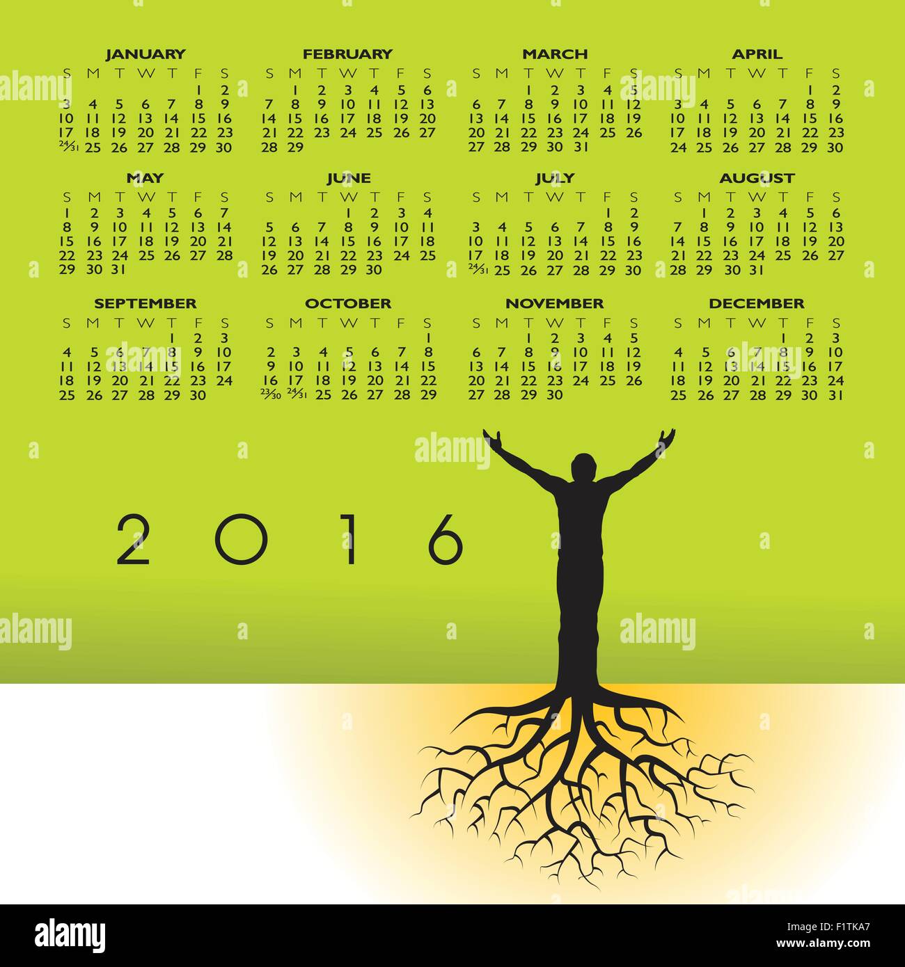 2016 man with roots calendar for print or web Stock Vector Image & Art ...