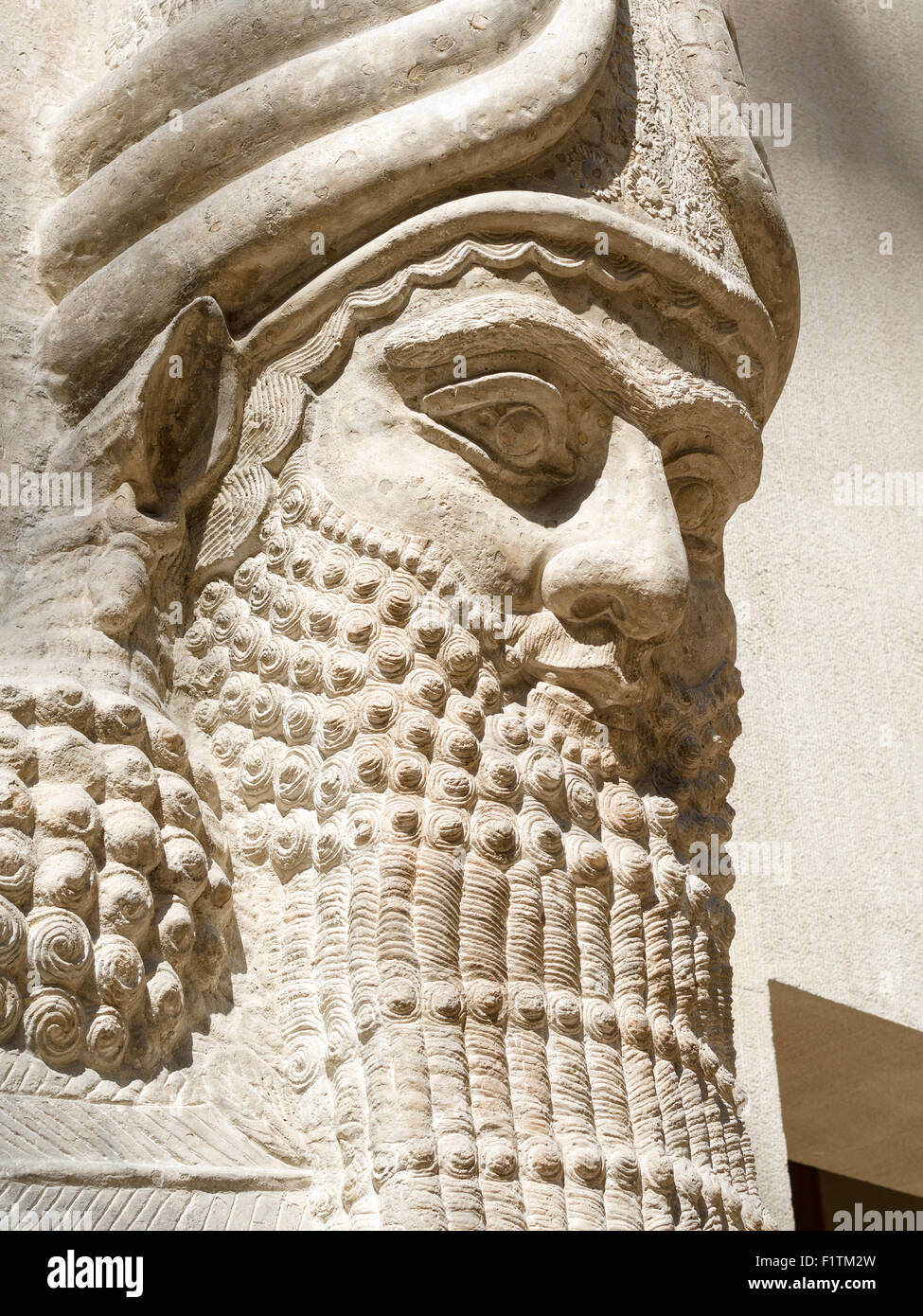 Winged human-headed Bull: Head detail. Originally part of Sargon II's ...