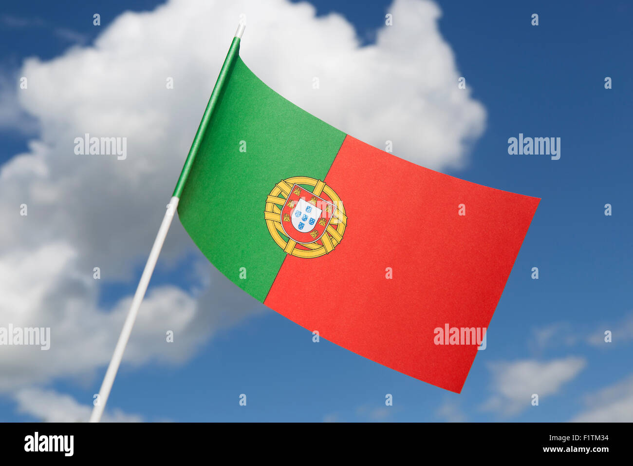 Portugal flag in front of a blue sky Stock Photo - Alamy