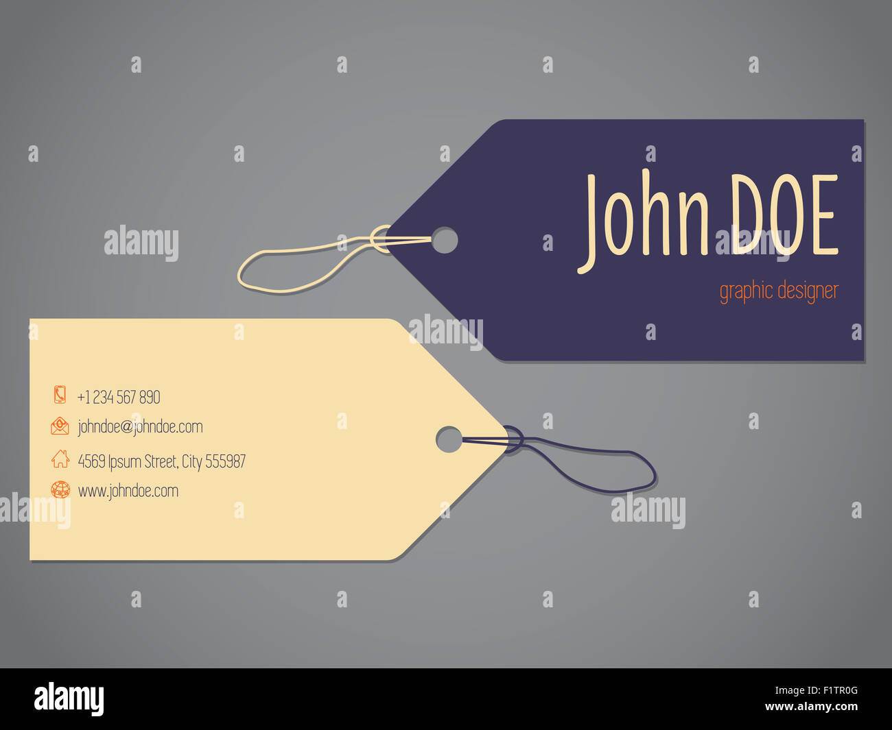 Shopping label business card design with rope Stock Photo - Alamy