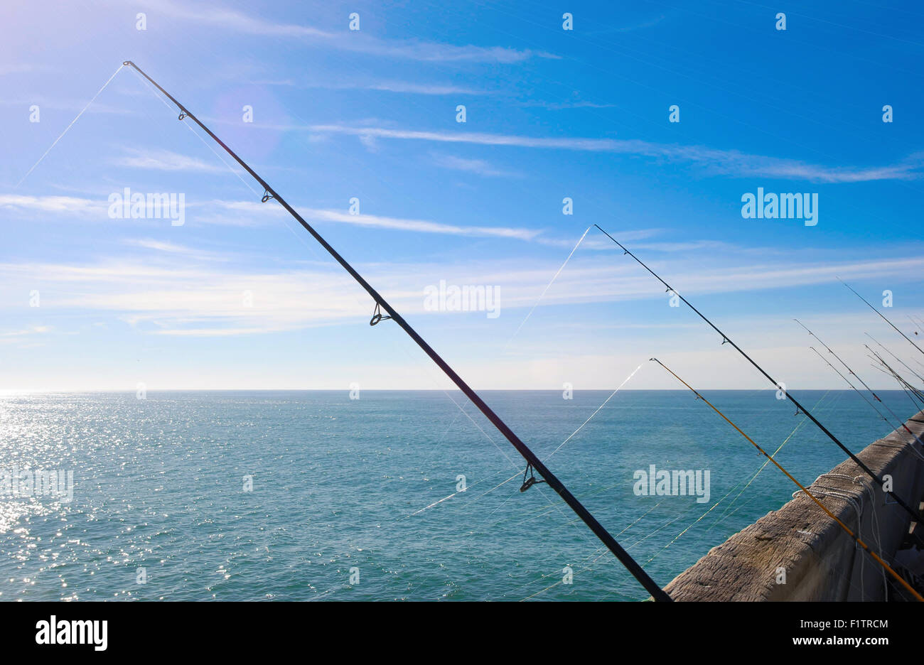 fishing on deep ocean under blue sky Stock Photo - Alamy