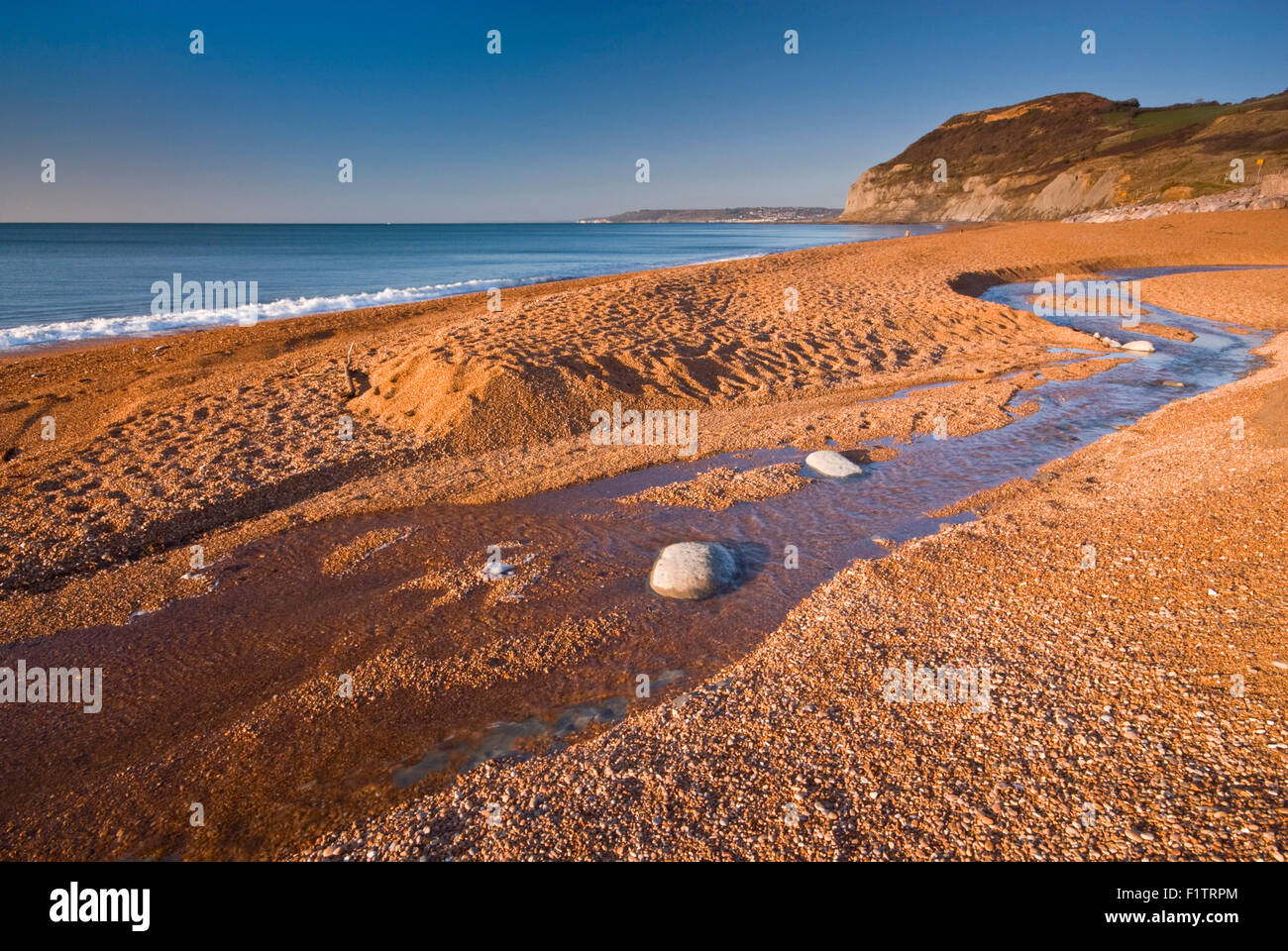 Golden Cap viewed from the beach at Seatown, Dorset, England, UK Stock ...