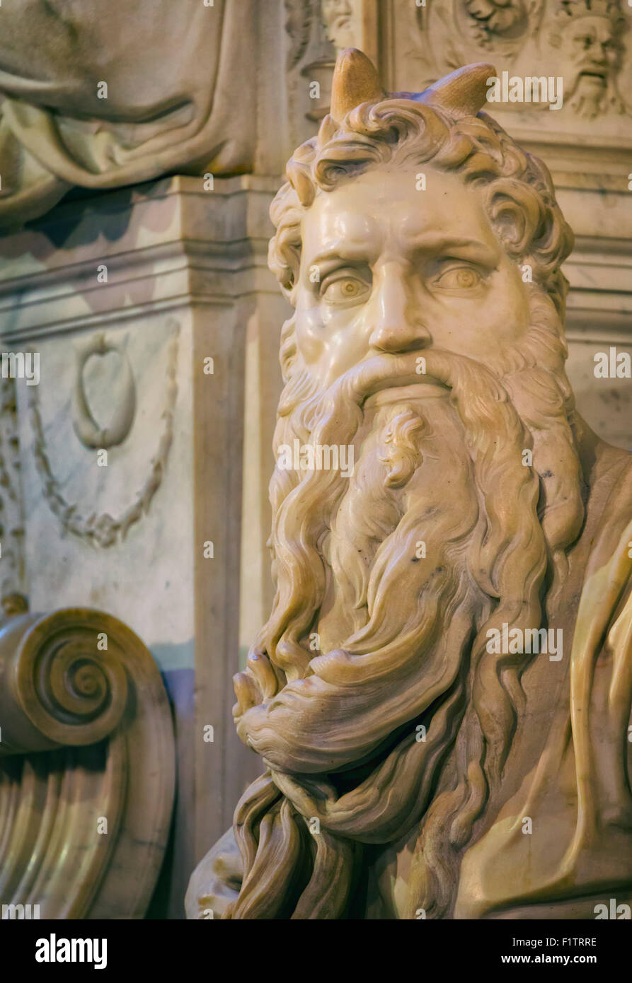 Rome, Italy. San Pietro in Vincoli church. Marble sculpture of Moses as ...