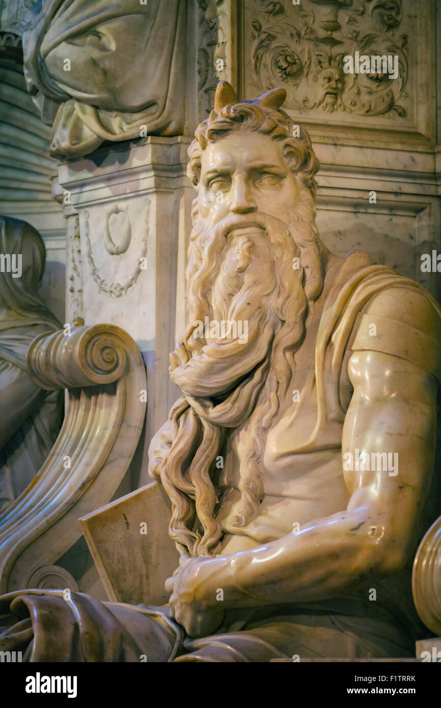 Rome, Italy. San Pietro in Vincoli church. Marble sculpture of Moses as ...