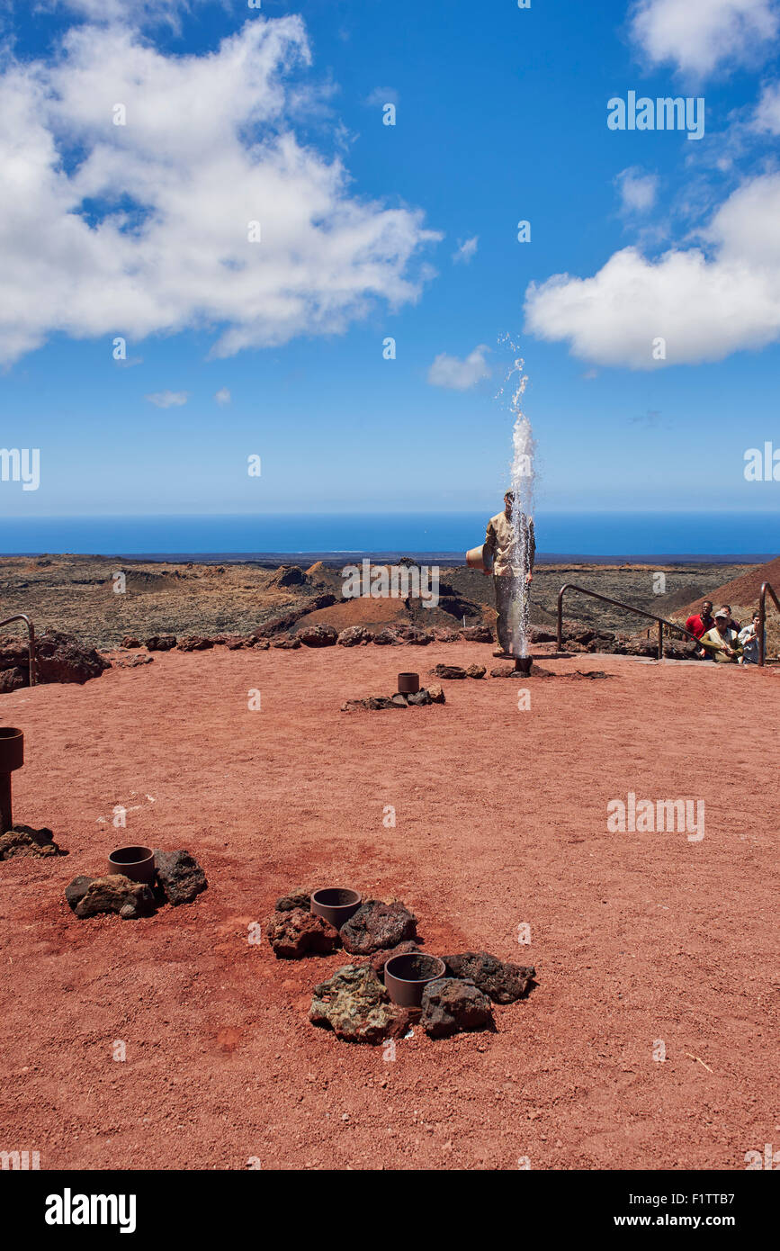 Water introduced into a hole in the surface of the volcano is ...