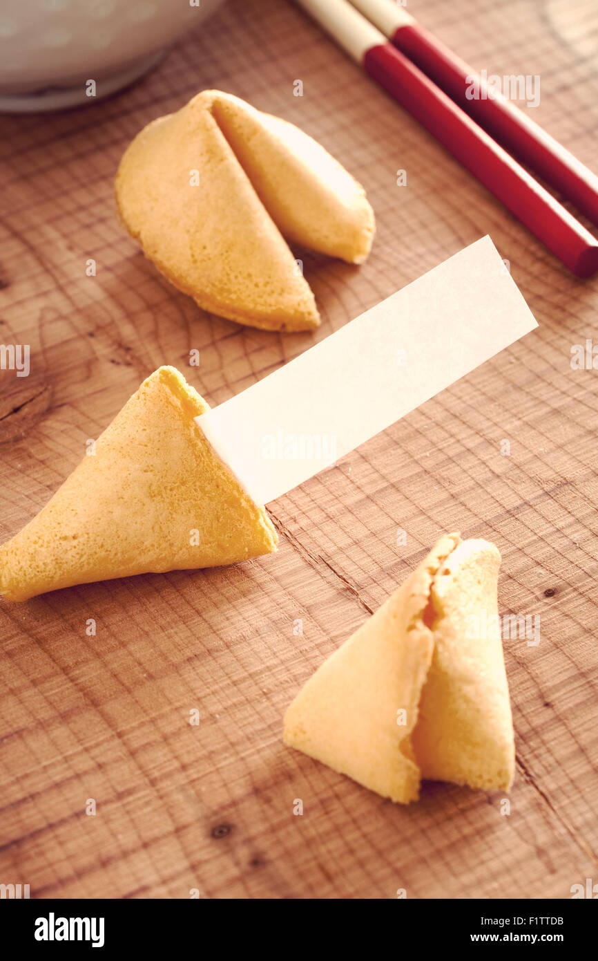 Fortune Cookie with a blank paper strip for your own message and ...