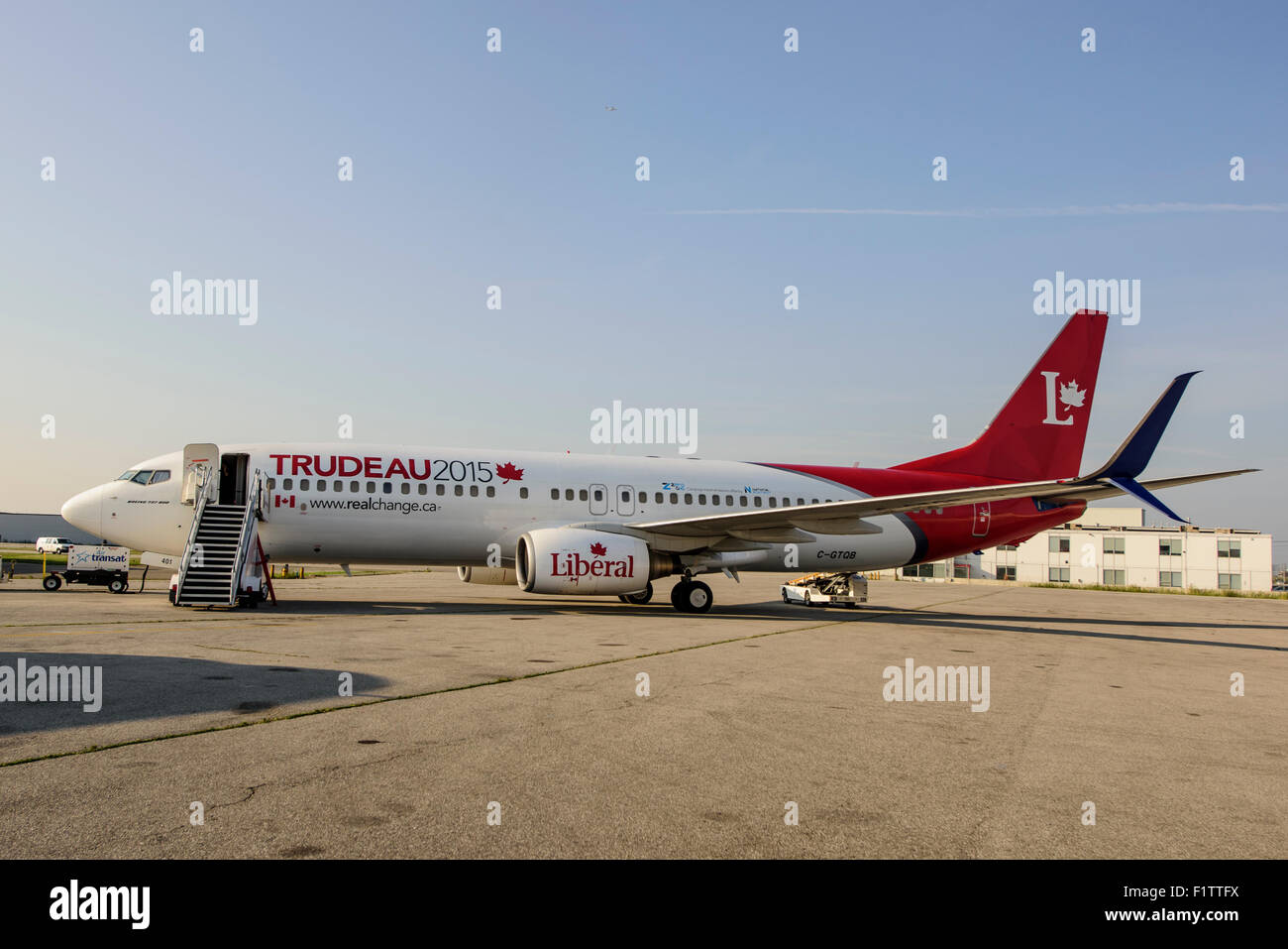 Mississauga, Canada. 07 September, 2015. The Trudeau 2015 Boeing 737 ...