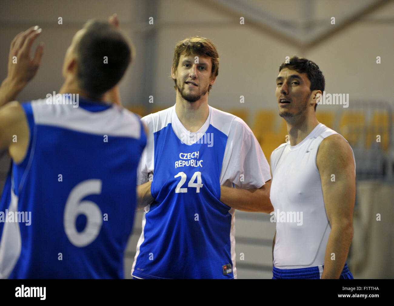 Riga, Latvia. 07th Sep, 2015. From left Czech Pavel Pumprla, Jan Vesely ...