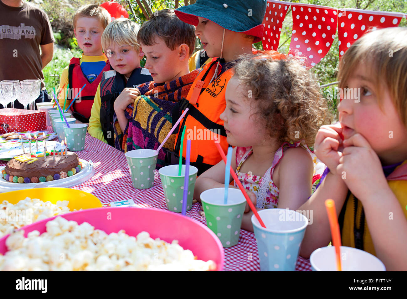 Kids outdoor birthday party Stock Photo - Alamy