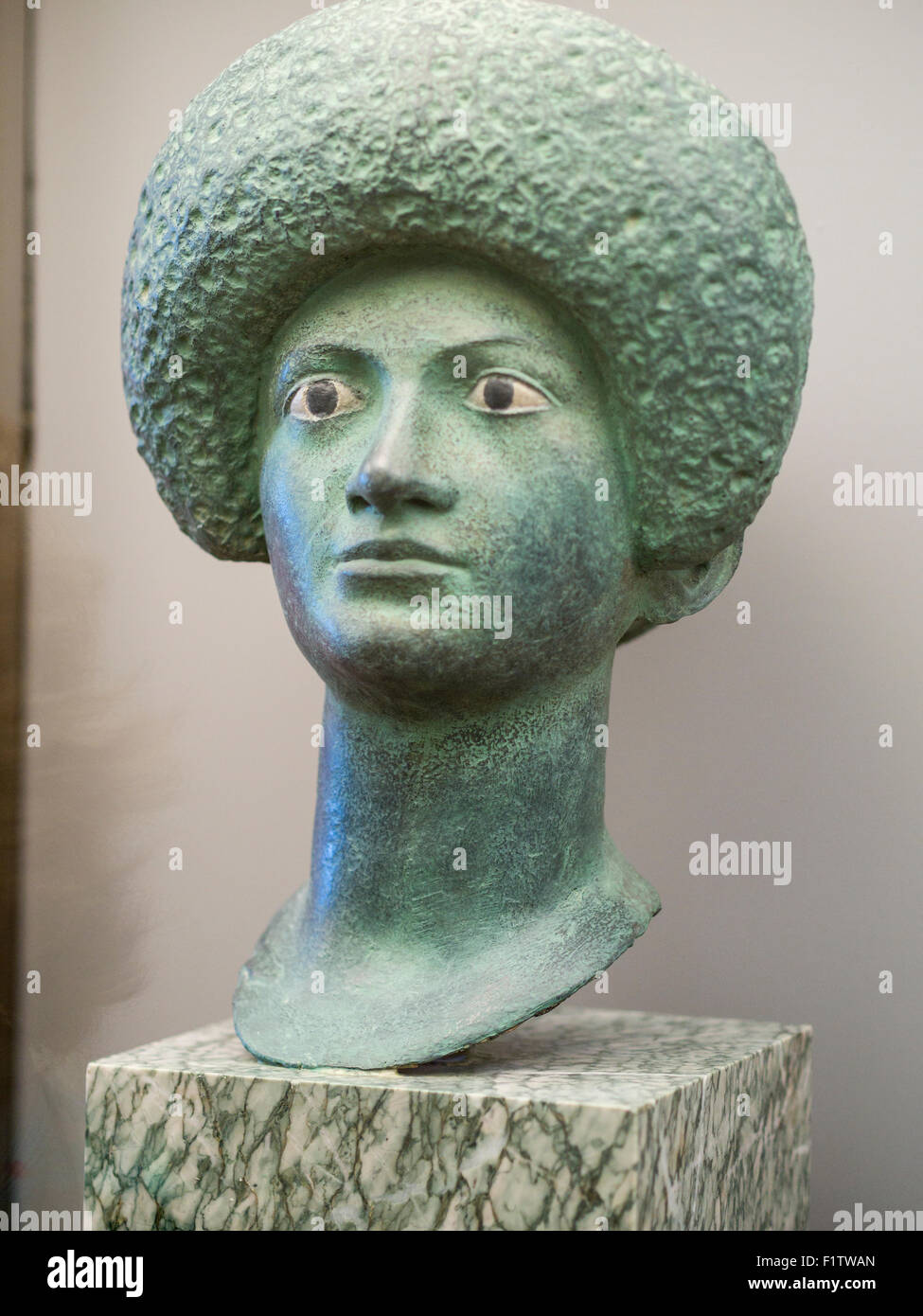 Roman Afro in Bronze. Empuries Museum. Copy of a female portrait in ...