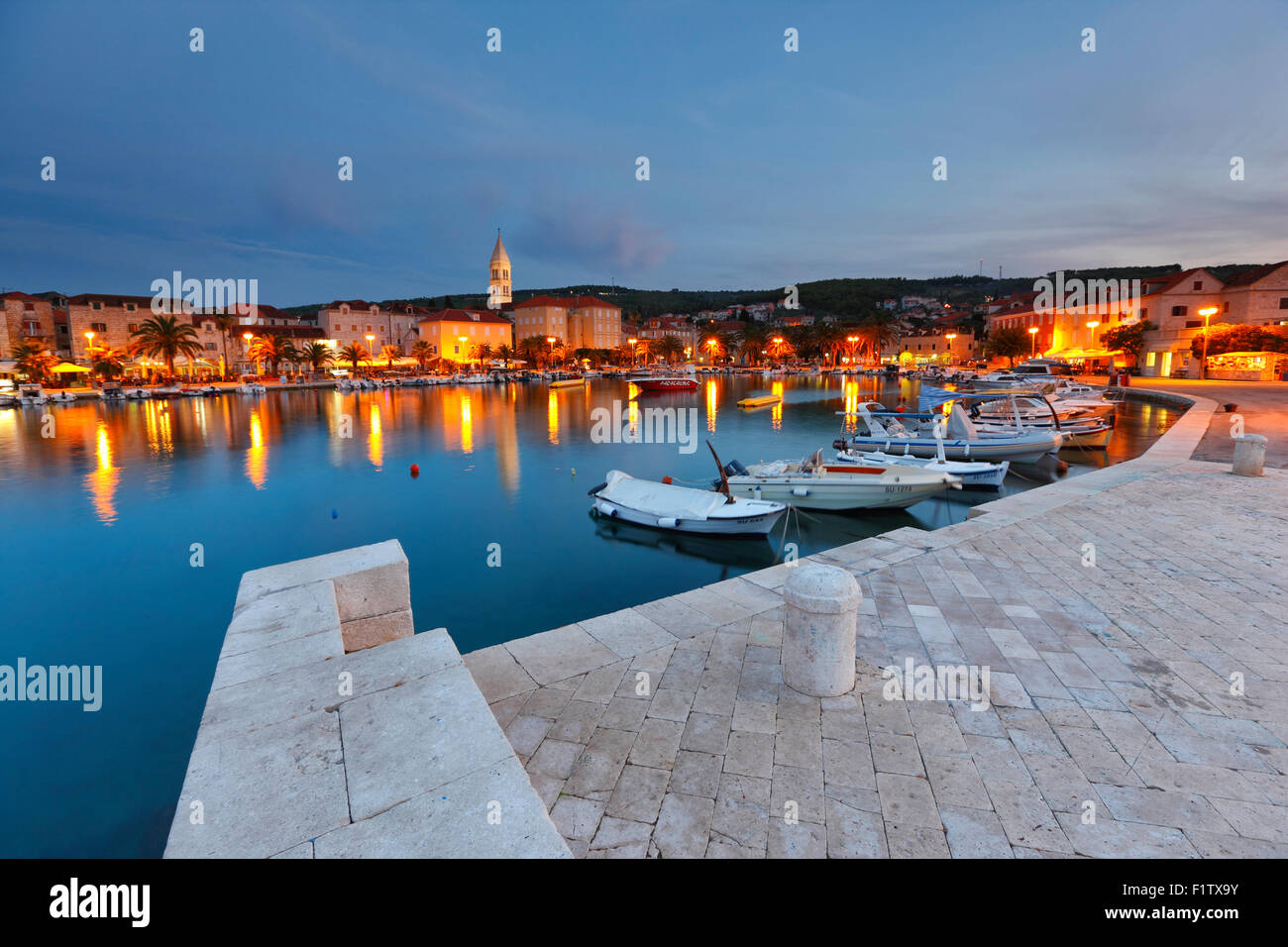 Supetar on island Brac at sunset Stock Photo - Alamy