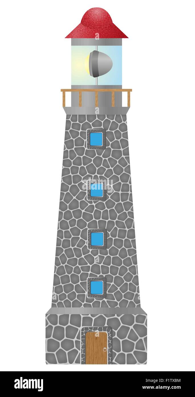 old lighthouse built in stone vector illustration isolated on white ...