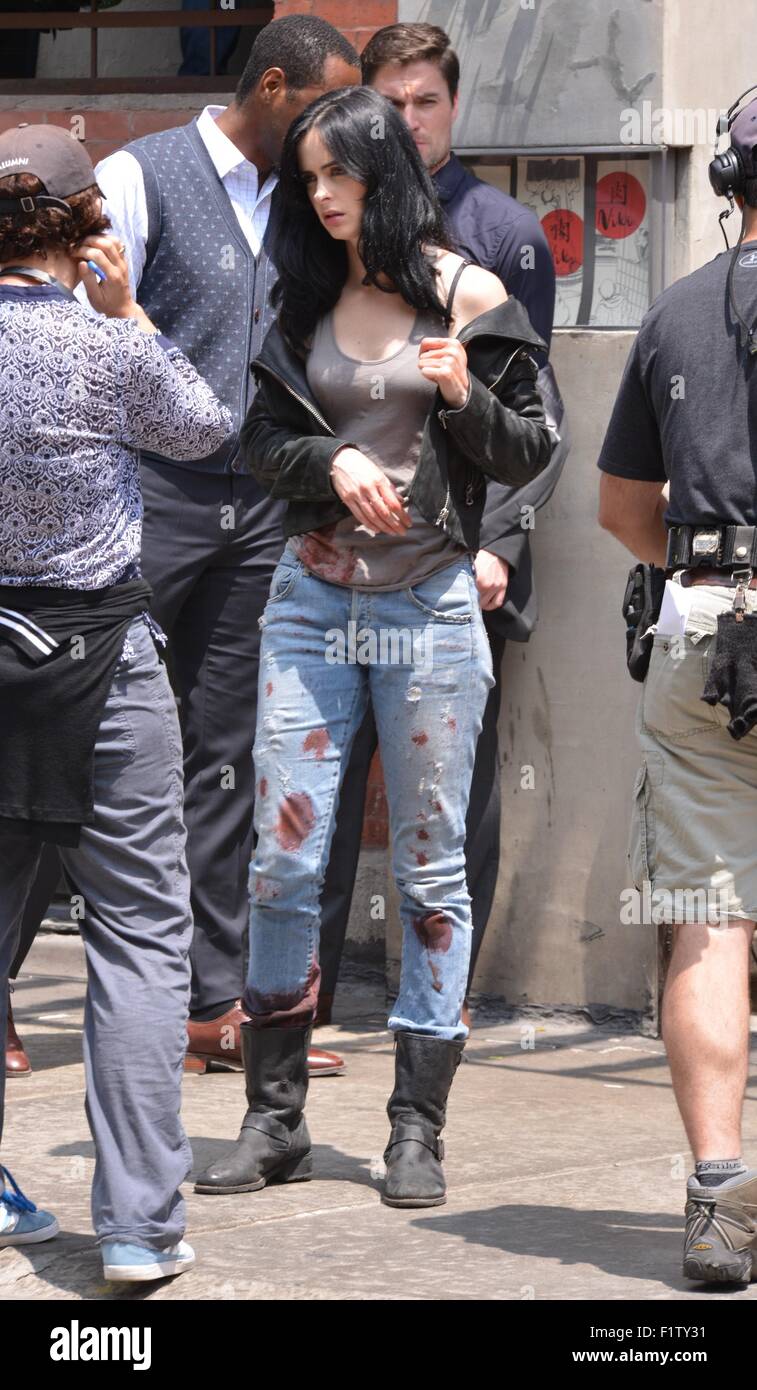 Krysten Ritter on the set of 'Jessica Jones' Featuring: Krysten Ritter ...