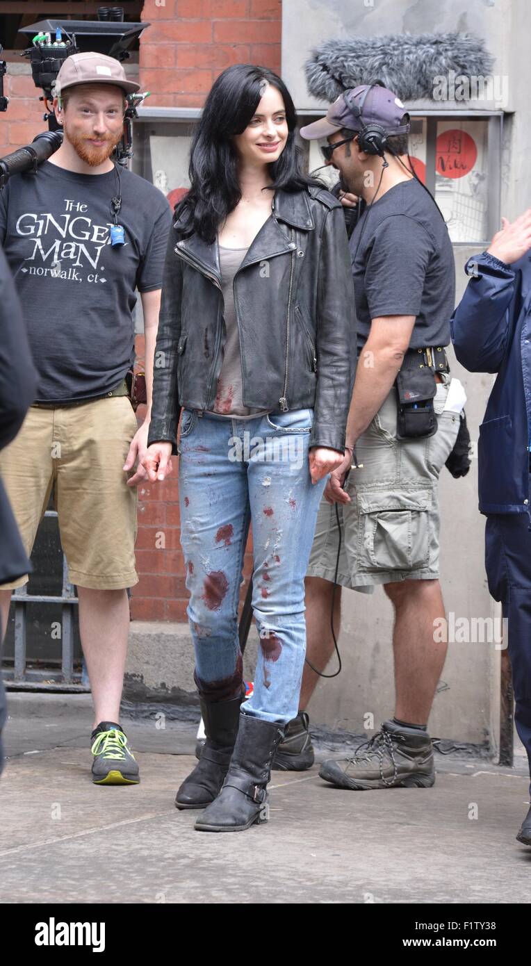 Krysten Ritter on the set of 'Jessica Jones' Featuring: Krysten Ritter ...