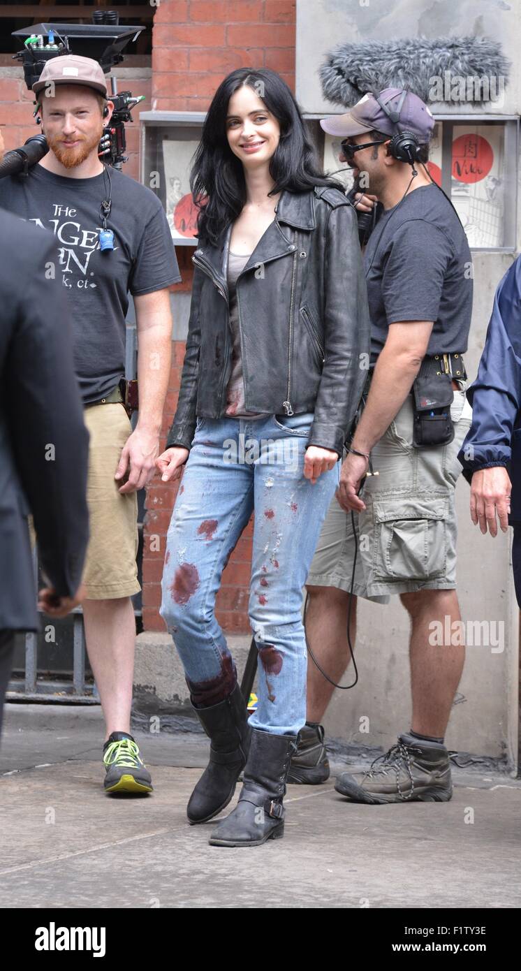 Krysten Ritter on the set of 'Jessica Jones' Featuring: Krysten Ritter ...