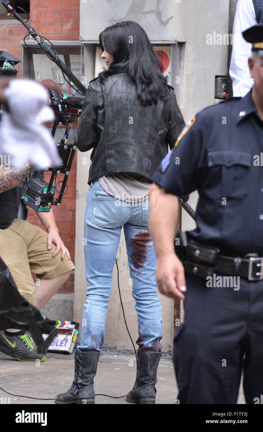Krysten Ritter on the set of 'Jessica Jones' Featuring: Krysten Ritter Where: Manhattan, New ...