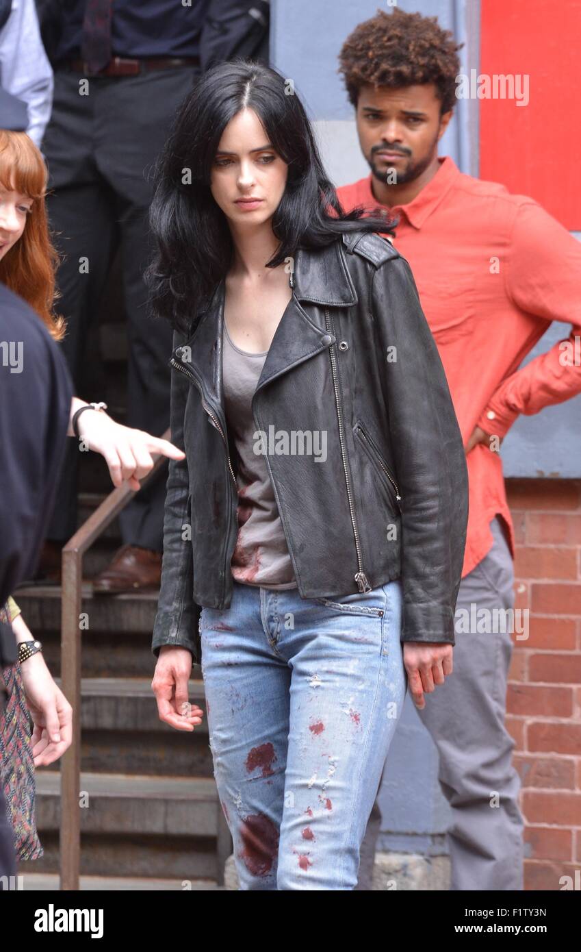 Krysten Ritter on the set of 'Jessica Jones' Featuring: Krysten Ritter ...