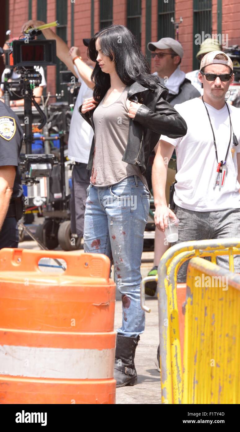 Krysten Ritter on the set of 'Jessica Jones' Featuring: Krysten Ritter ...