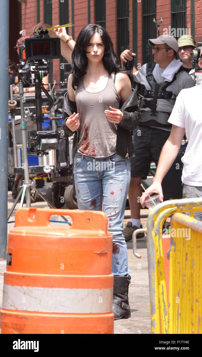 Krysten Ritter on the set of 'Jessica Jones' Featuring: Krysten Ritter ...