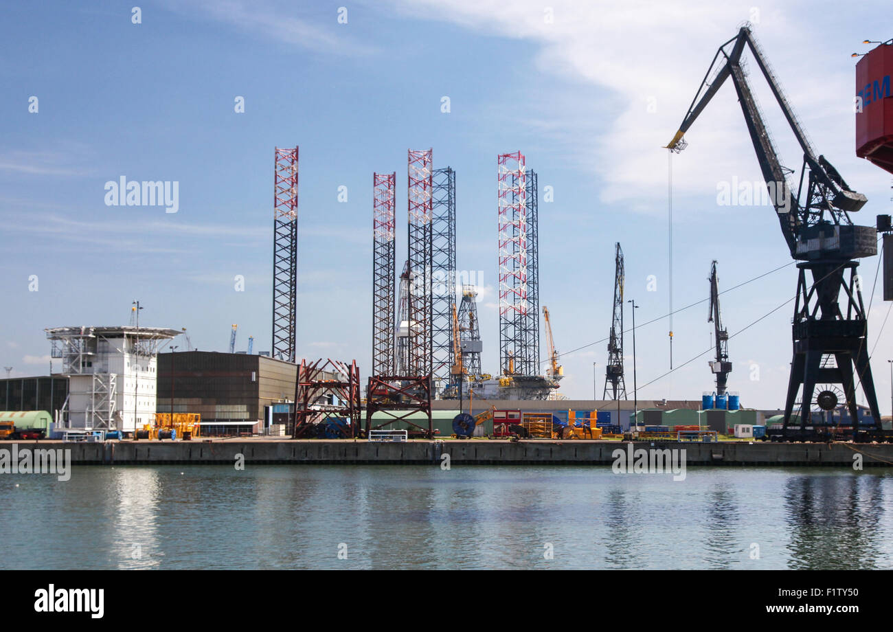 ROTTERDAM, THE NETHERLANDS - AUGUST 9, 2015: View on the Port of ...